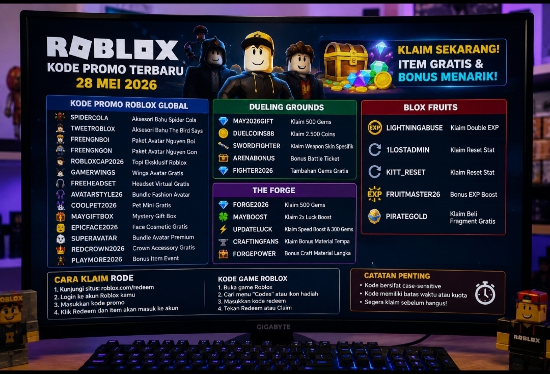 Kode Promo Roblox Klaim Avatar Gratis hingga Double EXP BF | Eksisjambi